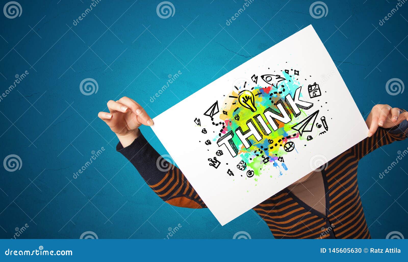 Person Holding Paper with Design Thinking Concept Stock Illustration ...