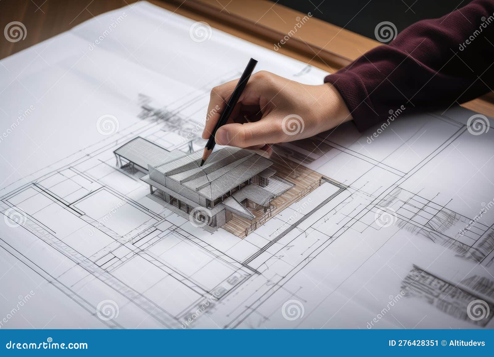 Person, Holding Paper and Pencil, Creating Isometric Drawing of ...