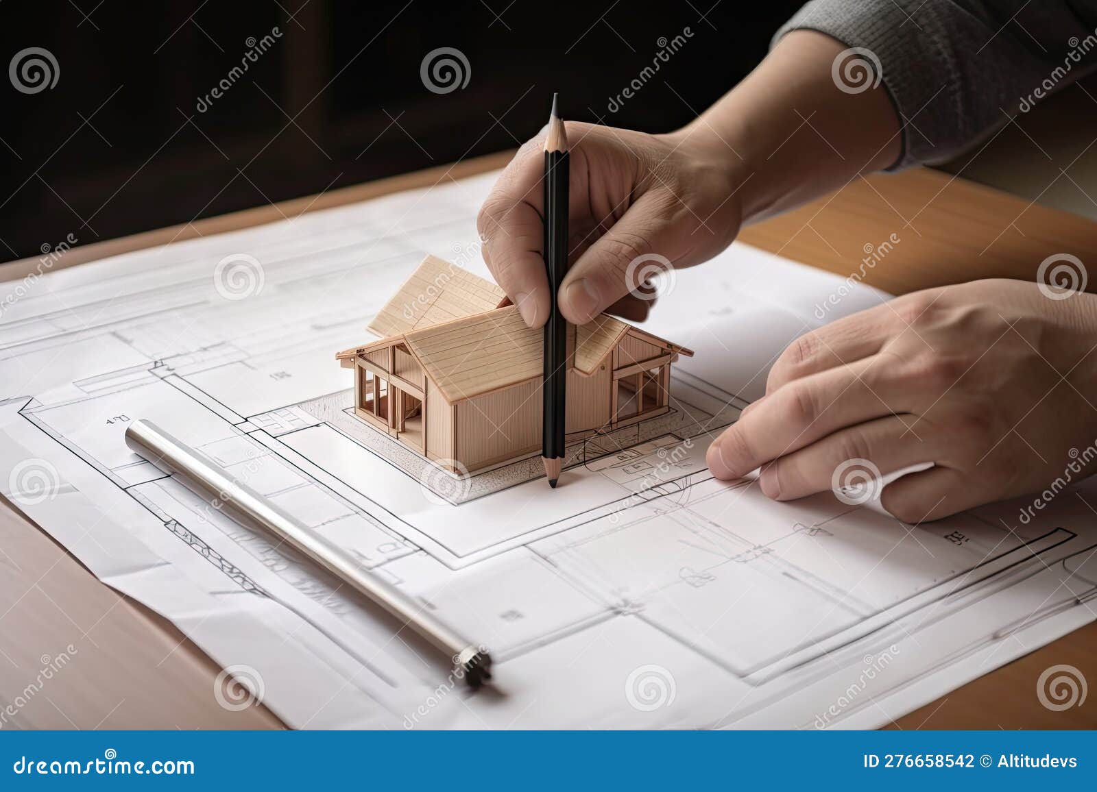 Person, Holding Paper and Pencil, Creating Isometric Drawing of ...