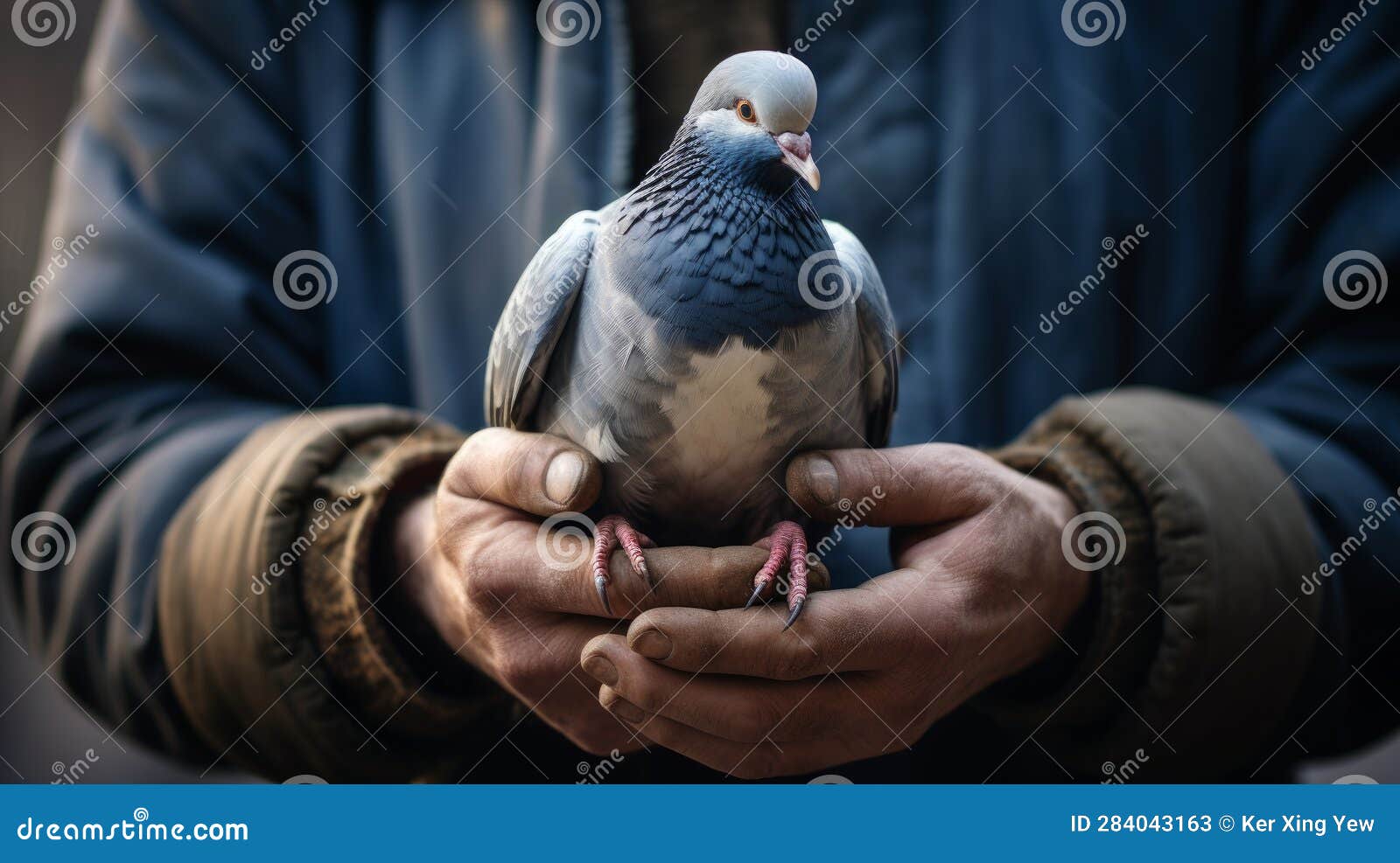 A Person Holding a Pigeon in Their Hands Stock Illustration ...