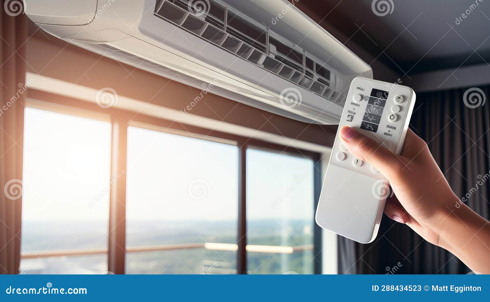 Photo of a Person Holding a Remote Control in Front of a Window Stock ...