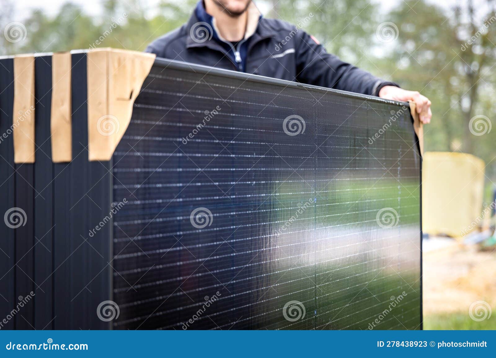 Person Holding a Set of Several New Solar Panels Stock Image - Image of ...