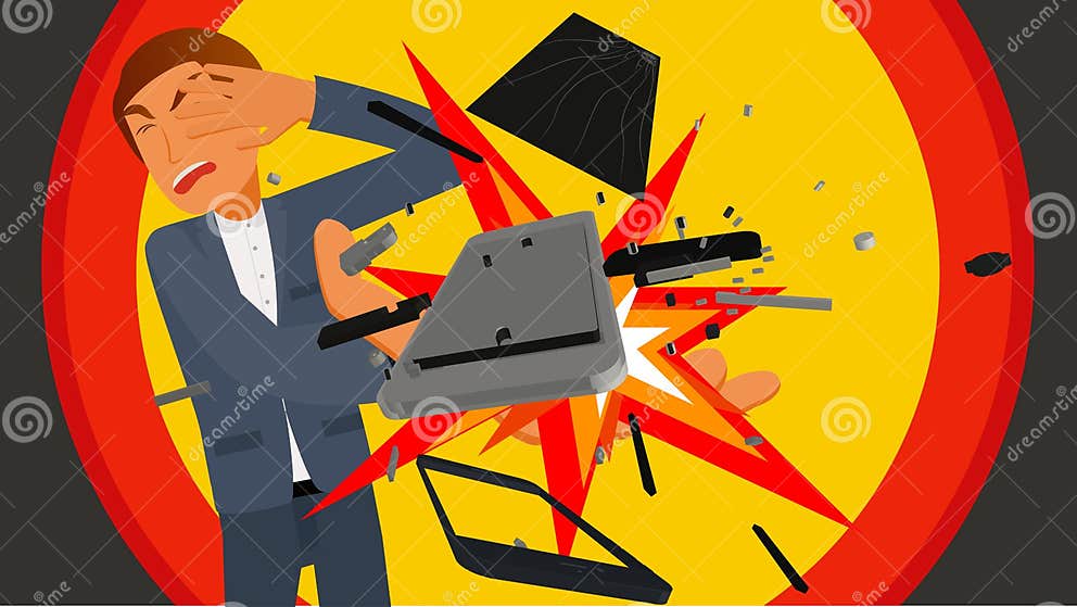 Person Holding a Smartphone Exploding in Hand Stock Vector ...