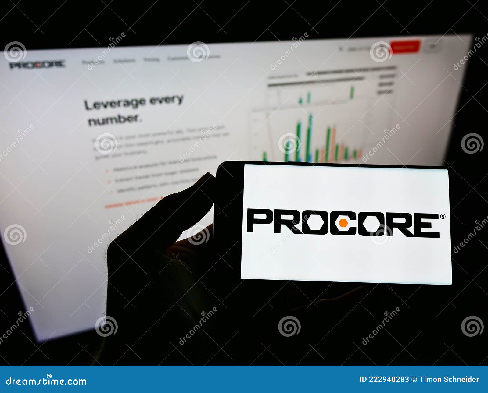 Person Holding Smartphone with Logo of US Software Company Procore ...