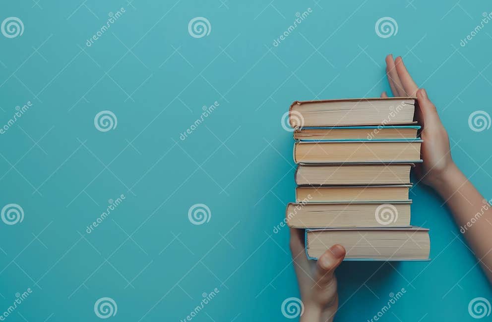 Person Holding a Stack of Books Stock Illustration - Illustration of ...