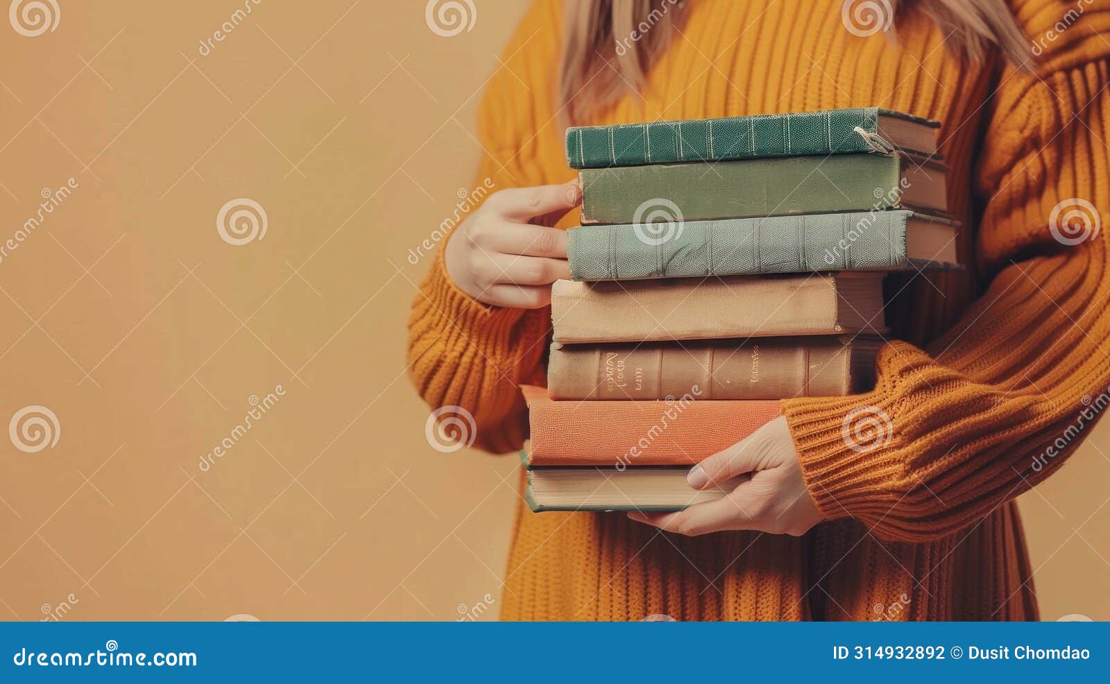 A Person is Holding a Stack of Books in Their Hands Stock Illustration ...