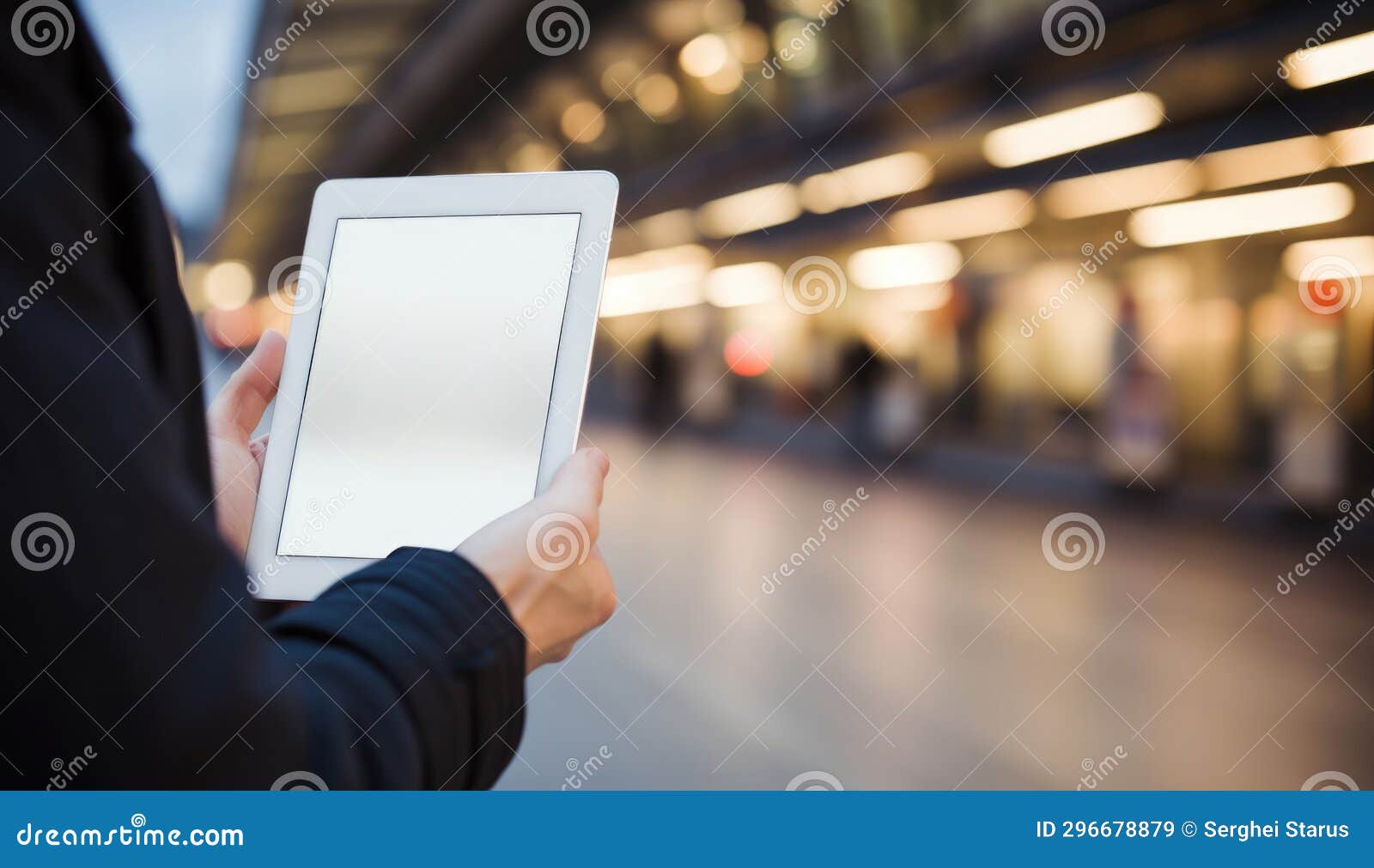 A Person Holding a Tablet Computer with White Screen, AI Stock Image ...