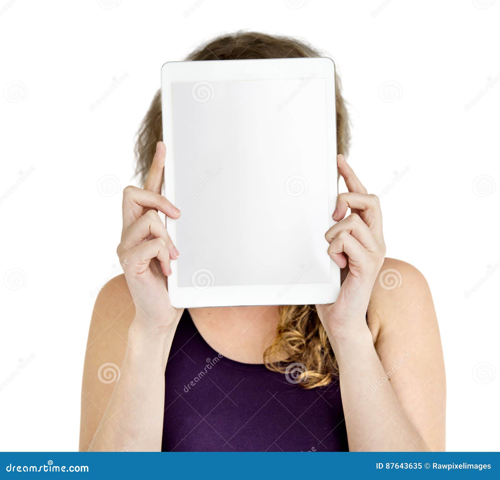 Person Holding Tablet Face Concept Imagen de archivo - Imagen de ...