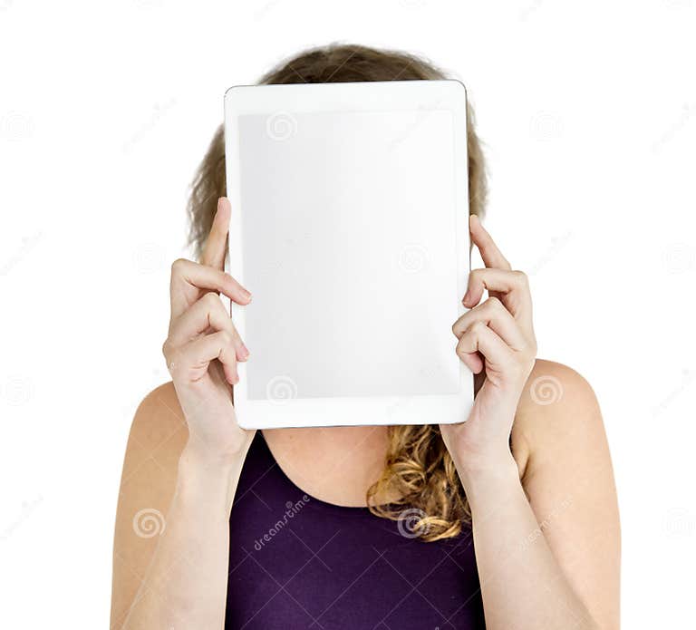 Person Holding Tablet Face Concept Stock Image - Image of digital ...