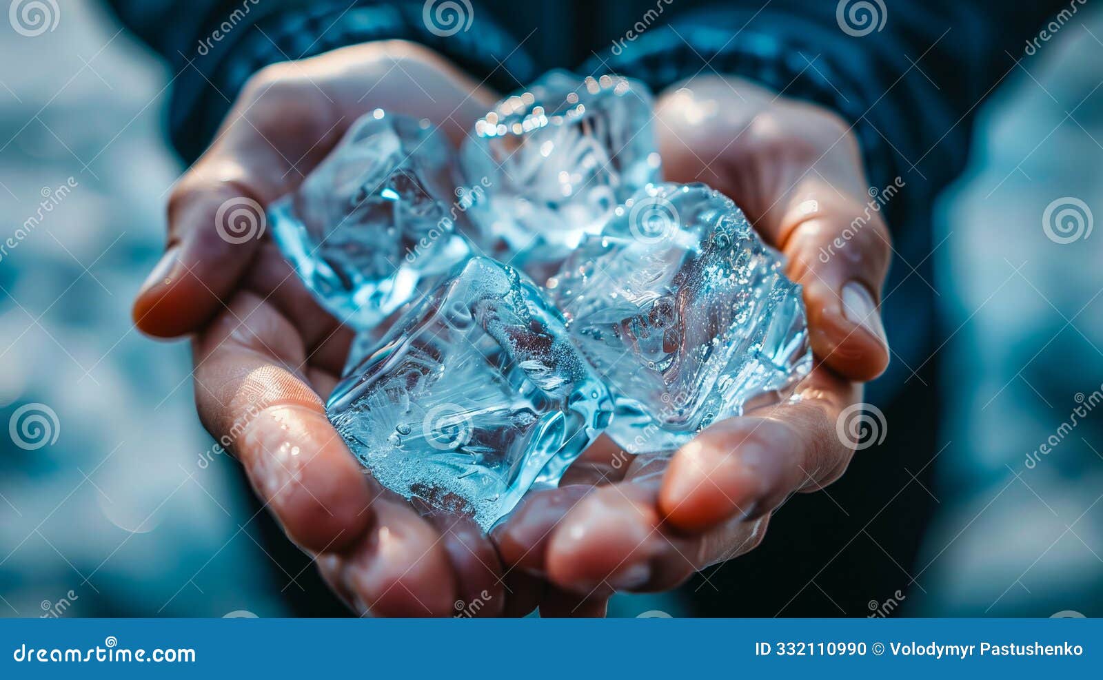 A Person Holding Three Ice Cubes in Their Hands Stock Illustration ...