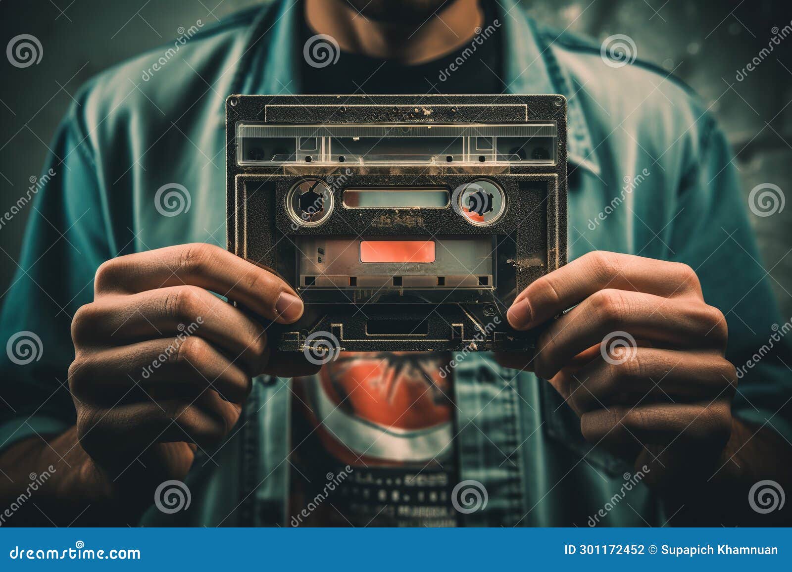 A Person Holding Up a Cassette Tape Stock Illustration - Illustration ...
