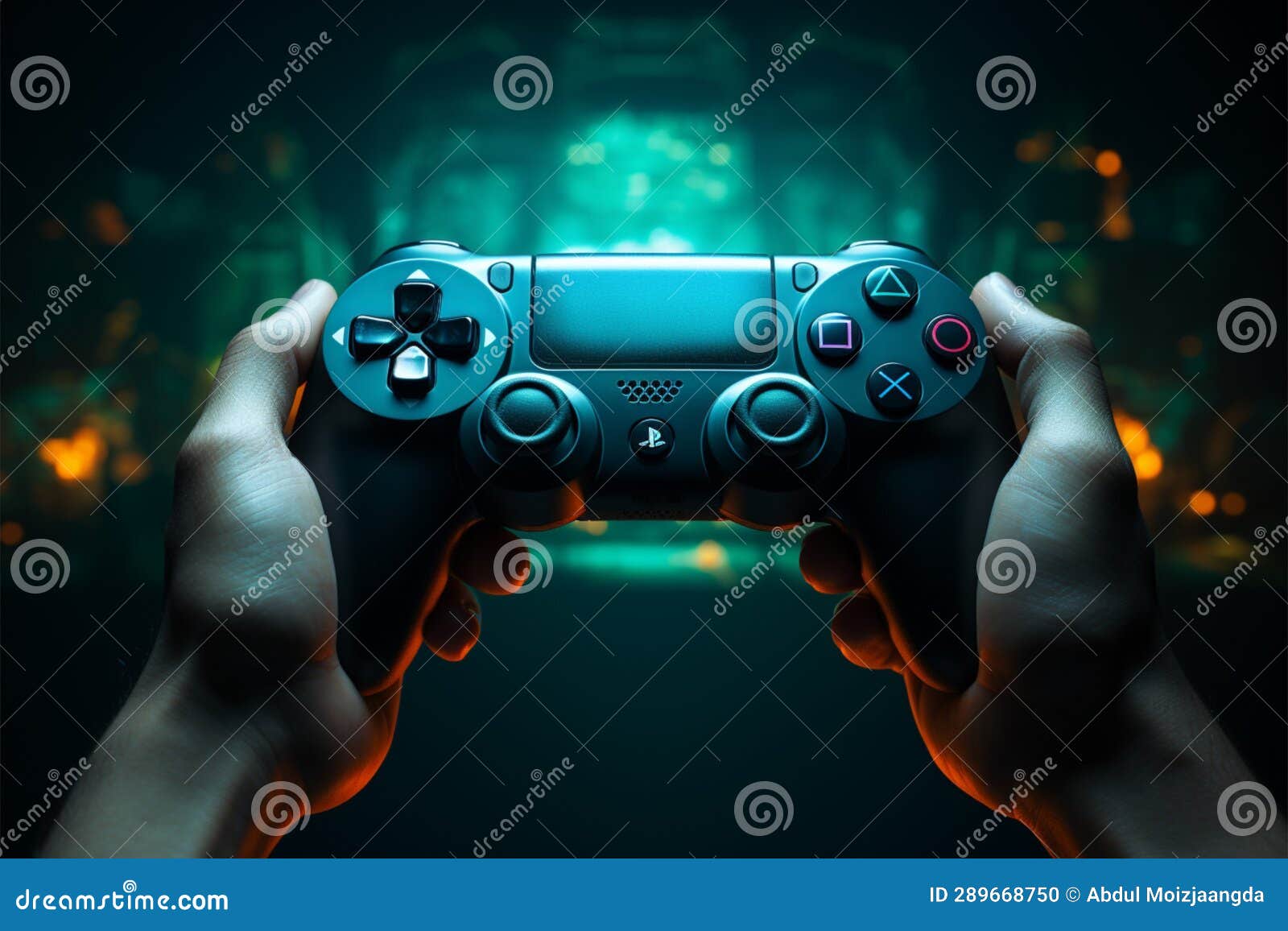 A Person Holding a Video Game Controller in Their Hands Stock ...