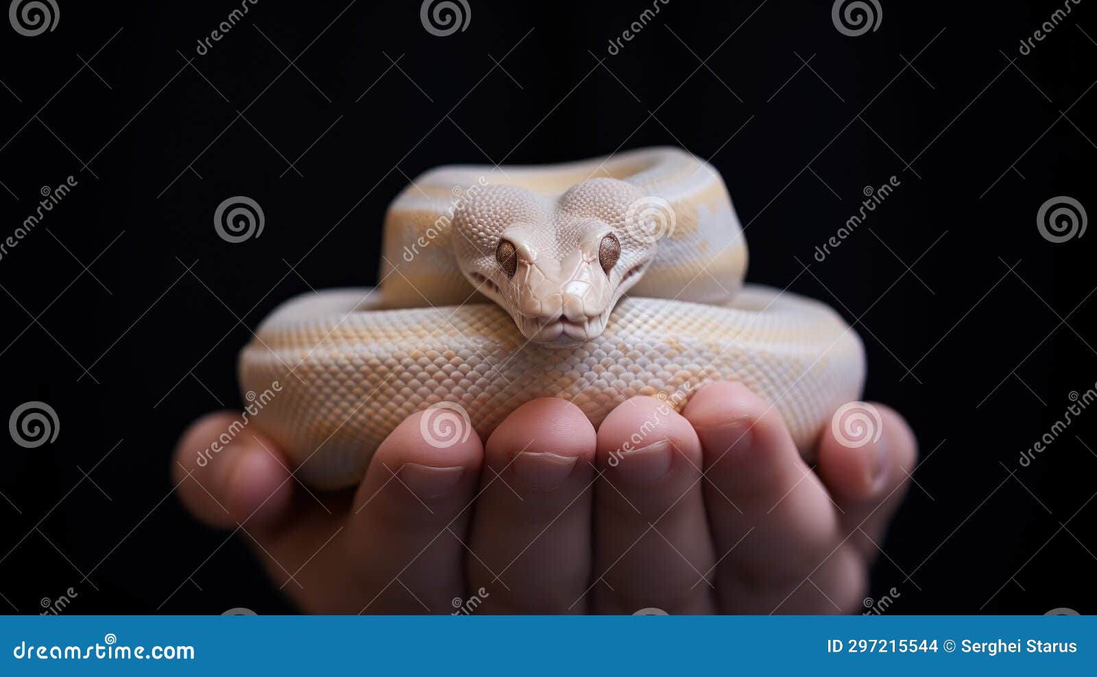 A Person Holding a White Snake in Their Hands, AI Stock Illustration ...