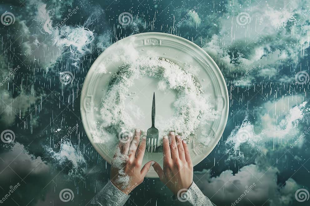 A Person Holds a Fork in Front of a Clock, an Avant-garde Visualization ...