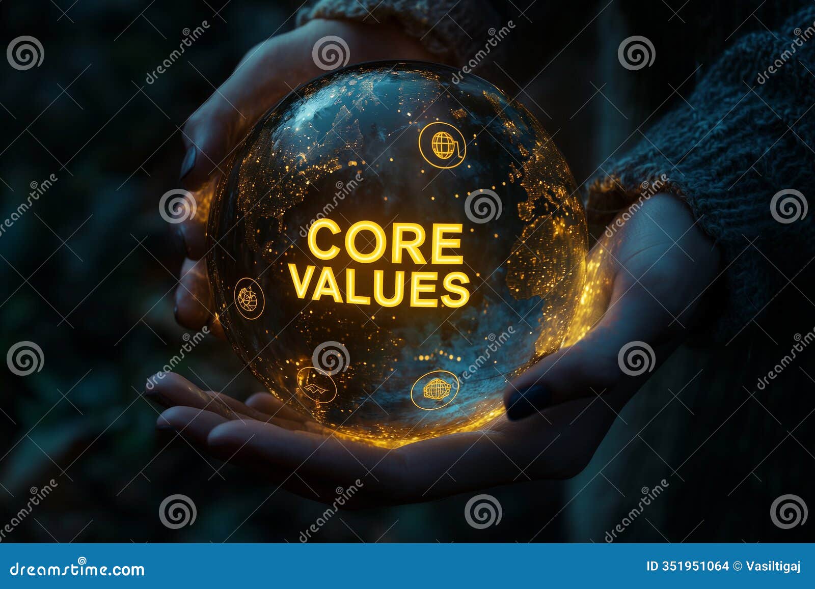 Illuminated Core Values Globe Stock Illustration - Illustration of ...