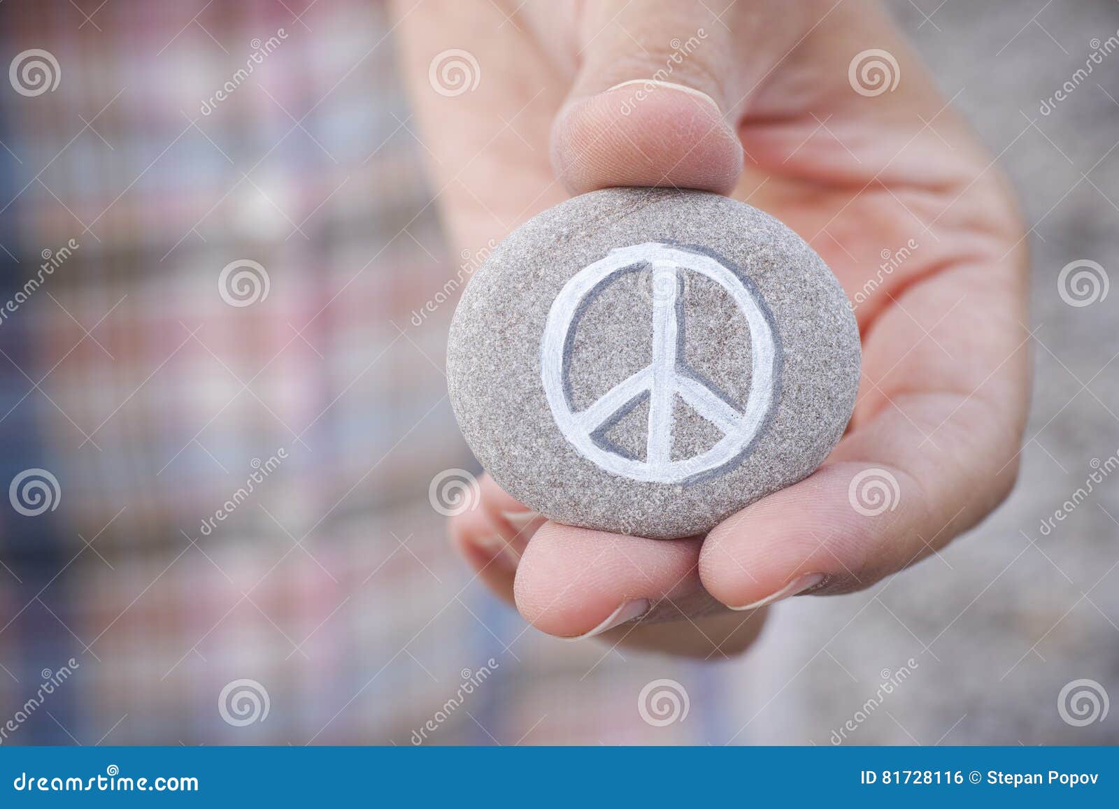 Person Holds Stone with Peace Symbol Stock Photo - Image of hand, sign ...
