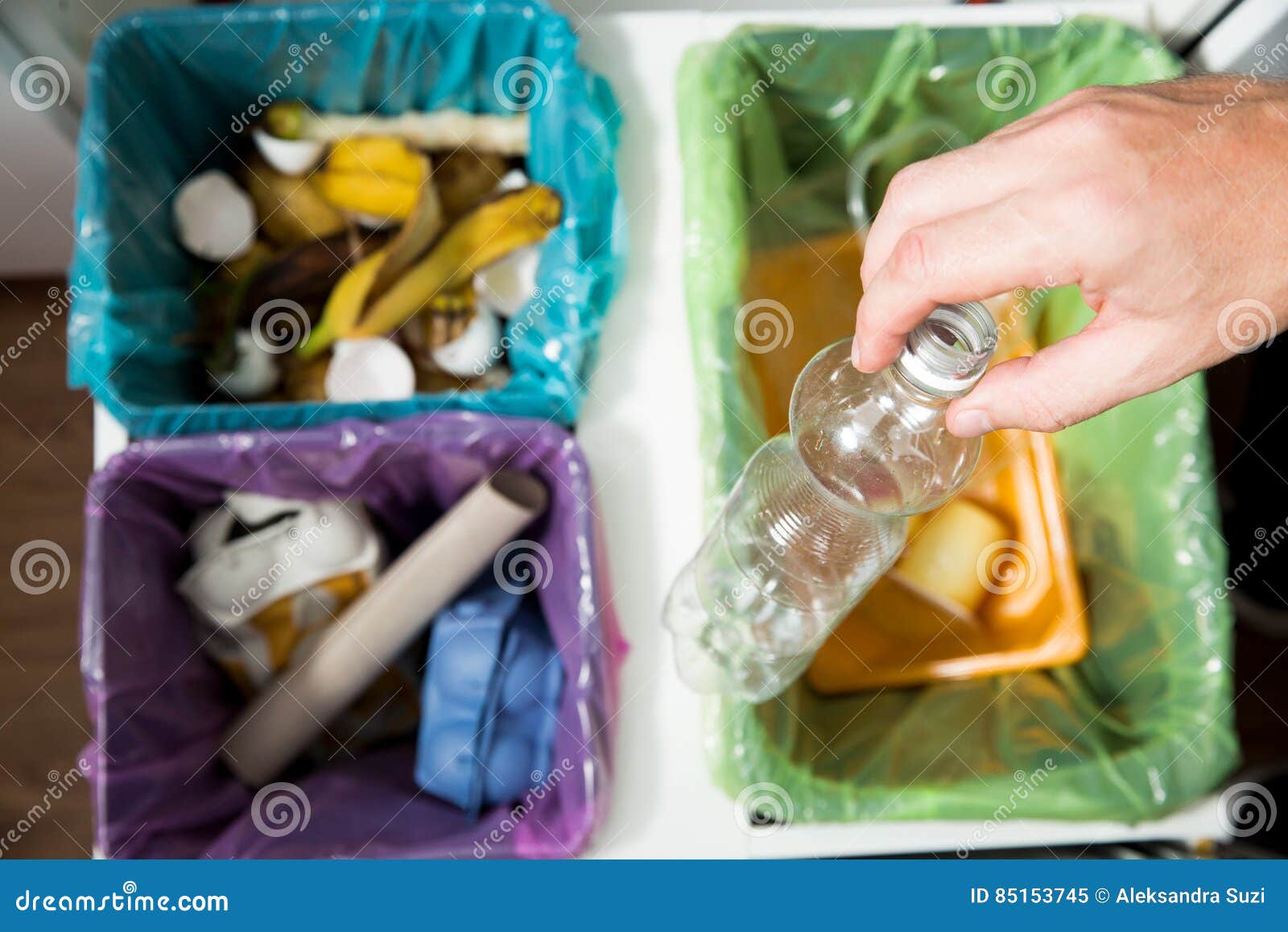 Person in the House Kitchen Separating Waste. Stock Image - Image of ...