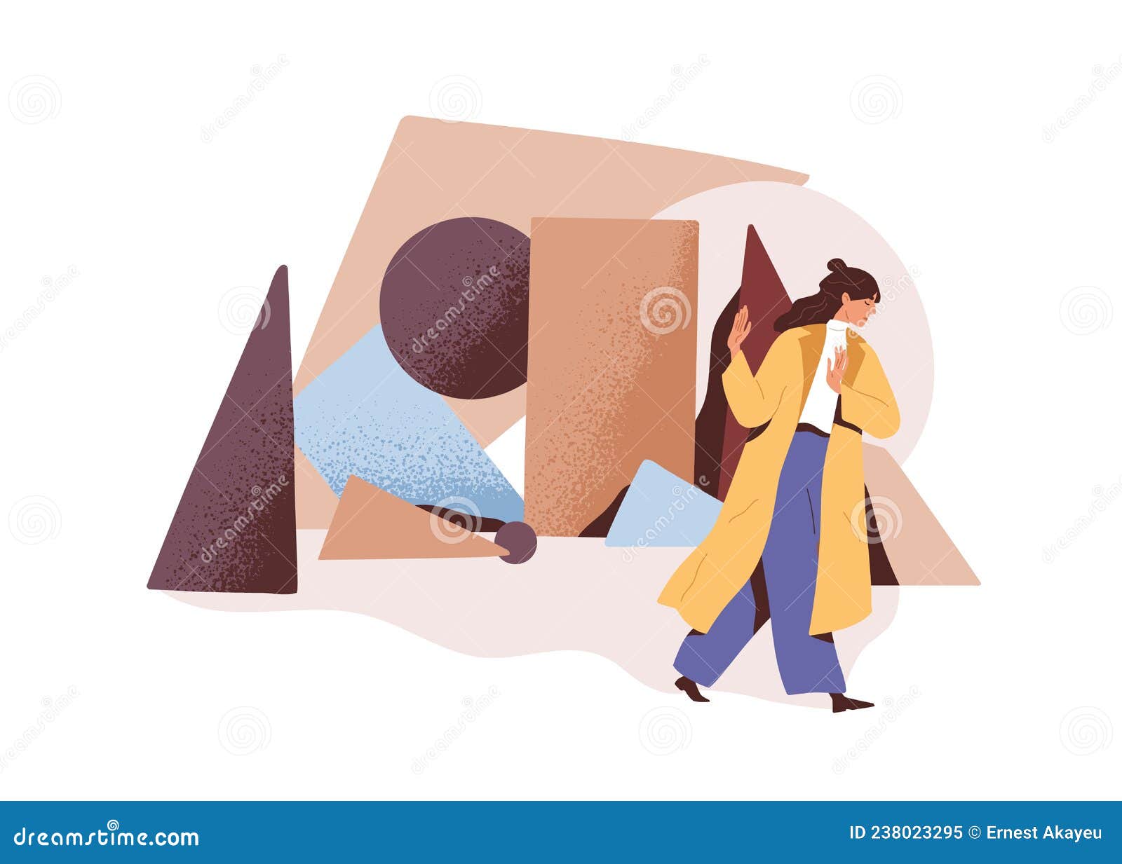 Person Ignoring and Getting Away from Troubles. Woman Avoid and Deny ...