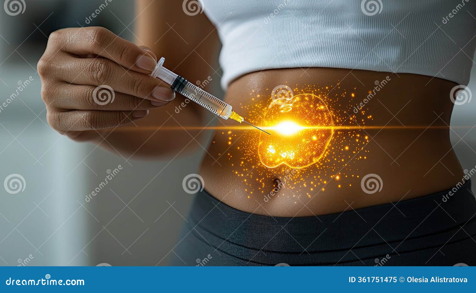 A Person is Injecting Weight Loss Pen on Belly Where Pancrease is ...