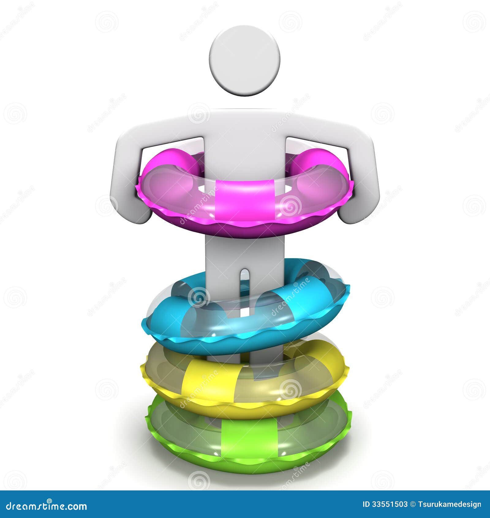 Person and Inner Tubes Front View Stock Illustration - Illustration of ...