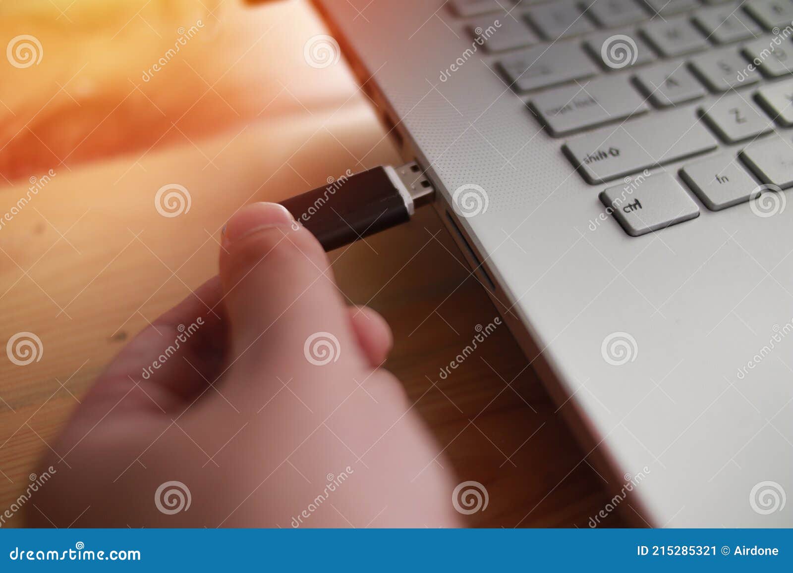 Person Inserting Plug in Flashdisk into Usb Port in Laptop Personal ...