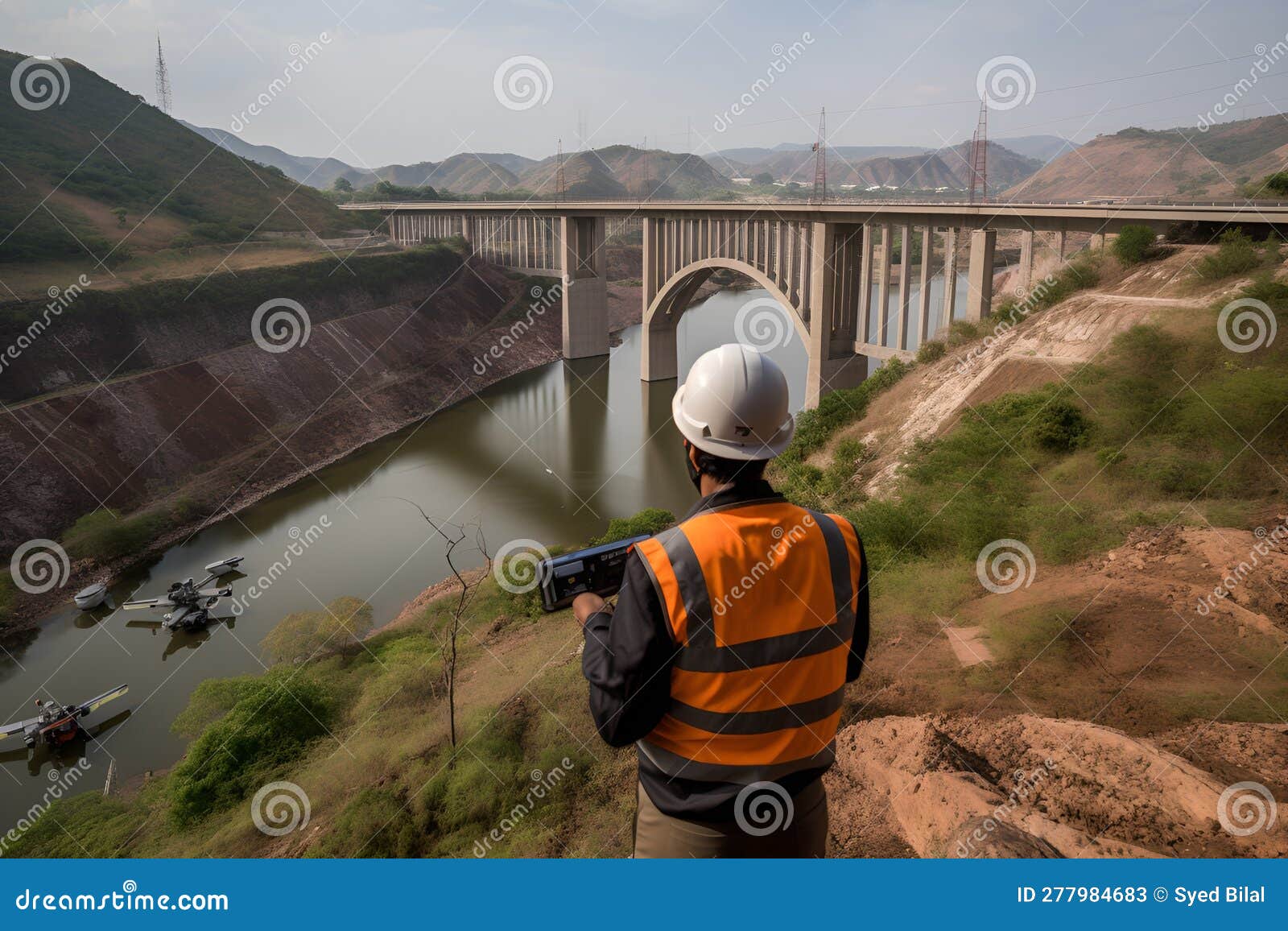 Person Inspecting Large-scale Infrastructure Project with a Drone ...