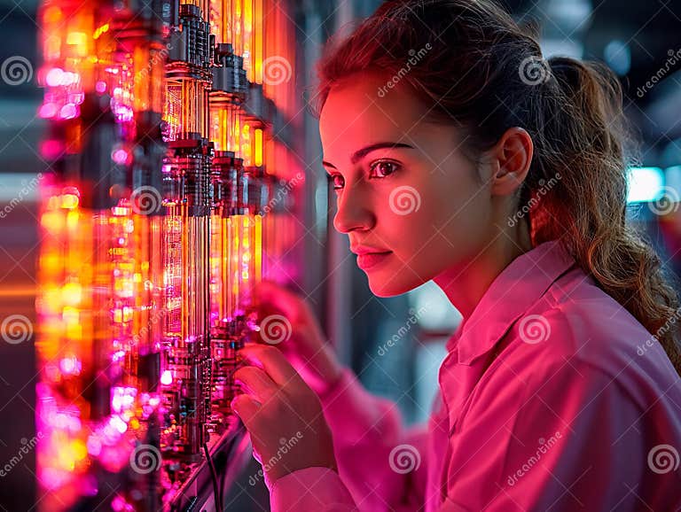 A Person Intensely Examining Electronic Equipment in a Lab or Technical ...