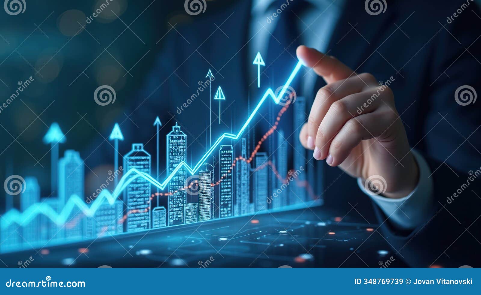 Person Interacting with Digital Financial Interface Stock Illustration ...