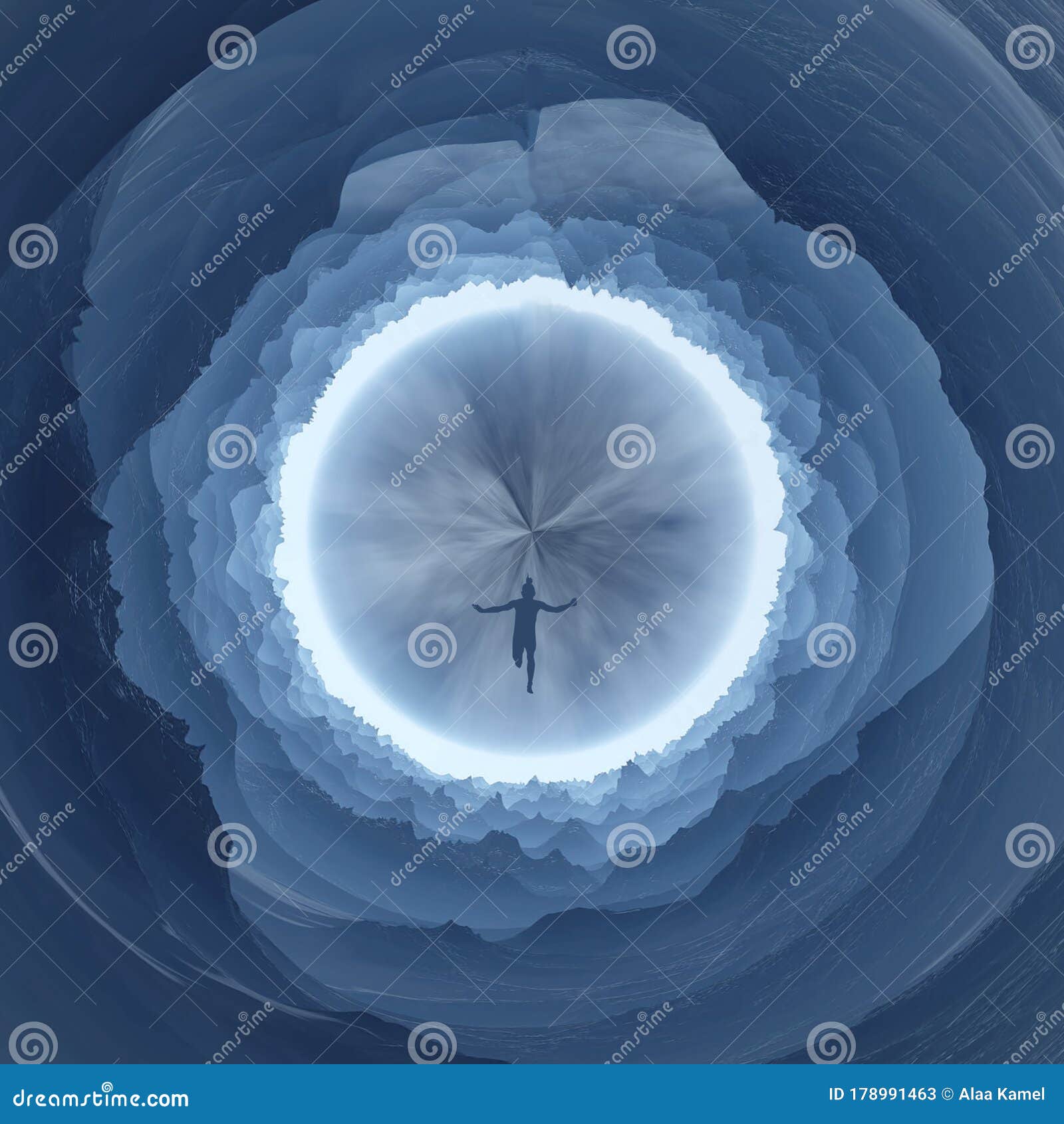 A Person Jump into Another Dimension through a Gate Stock Image - Image ...