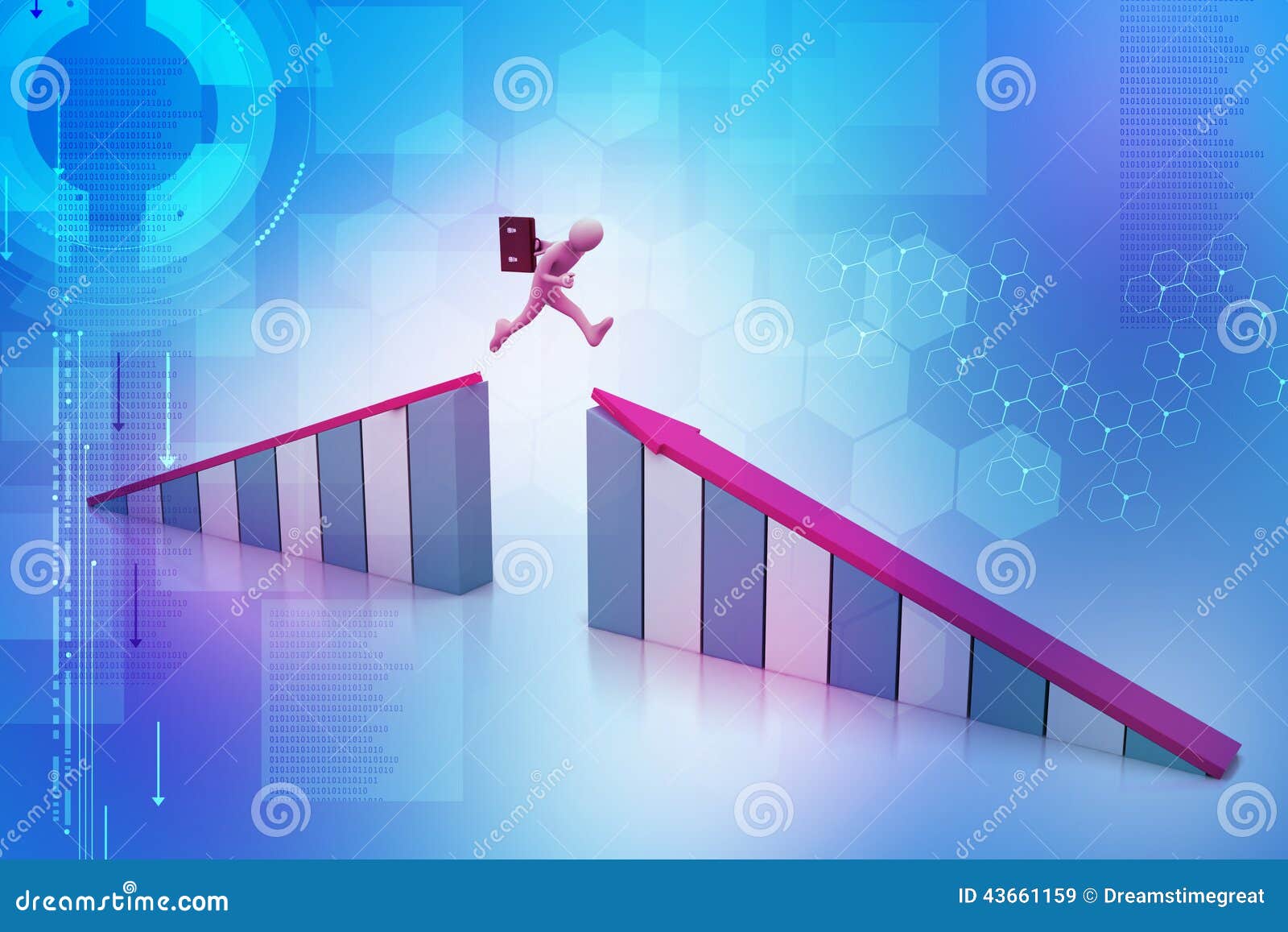 Person Jumping Over Graphic Chart Stock Illustration - Illustration of ...