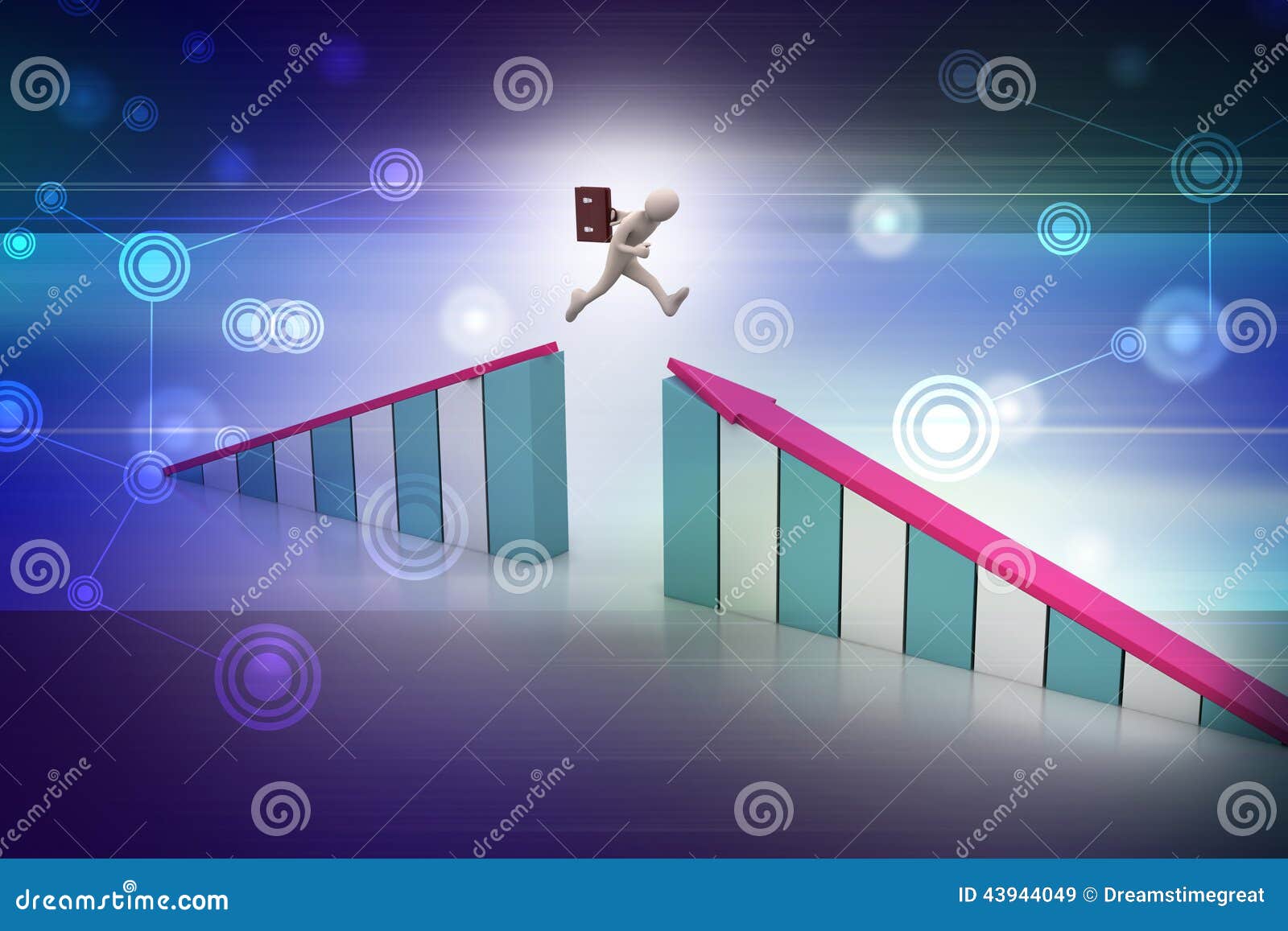Person Jumping Over Graphic Chart Stock Illustration - Illustration of ...