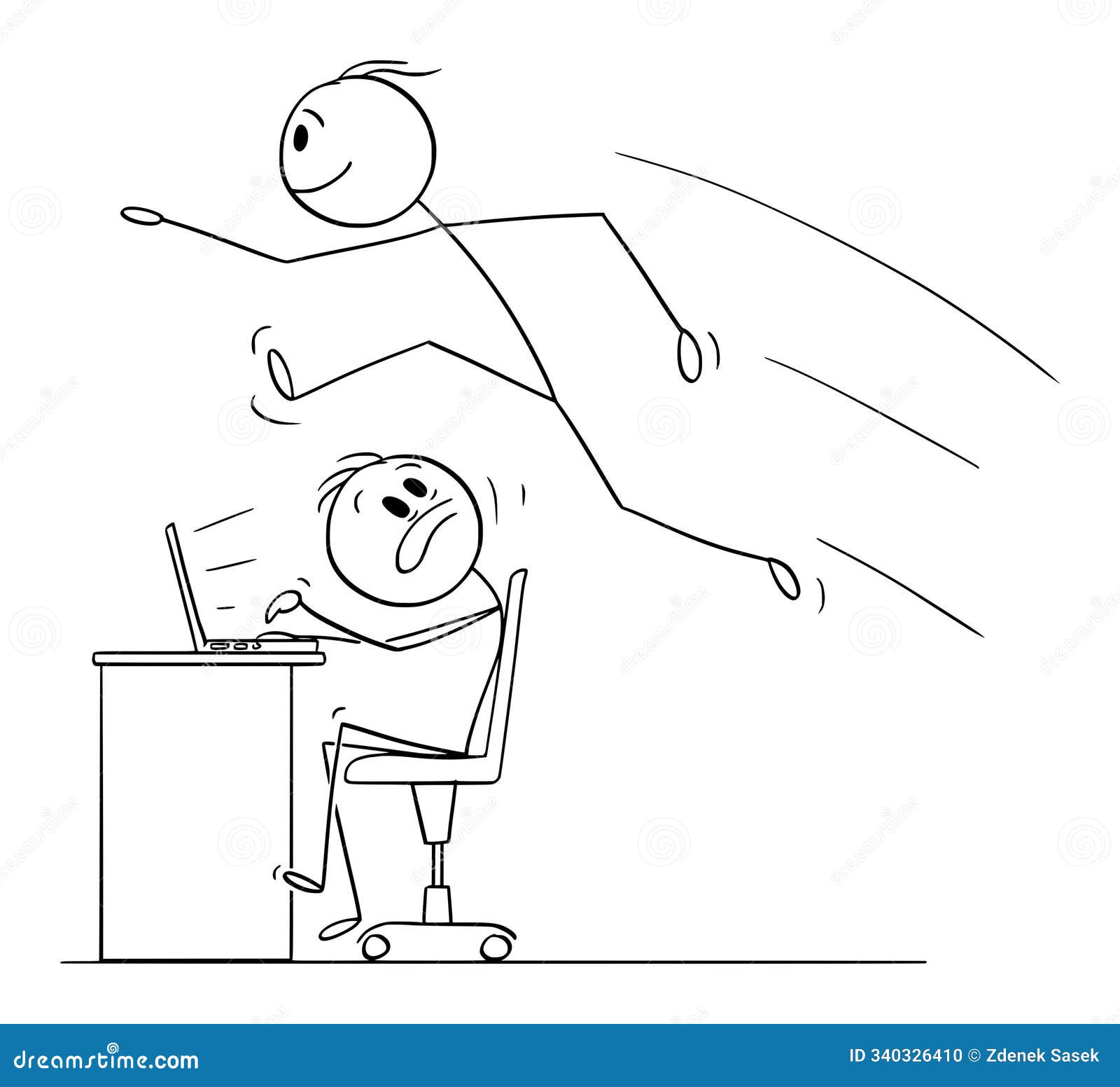 Person Jumping Over Office Worker , Vector Cartoon Stick Figure ...