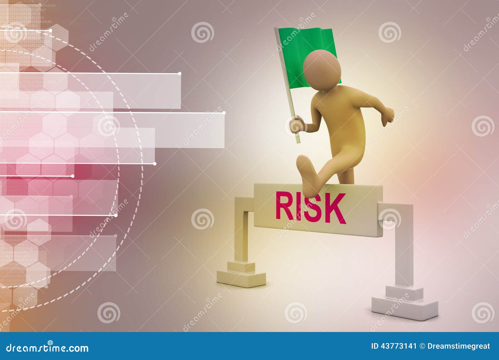 Person Jumping Over Word Risk with Flag Stock Illustration ...