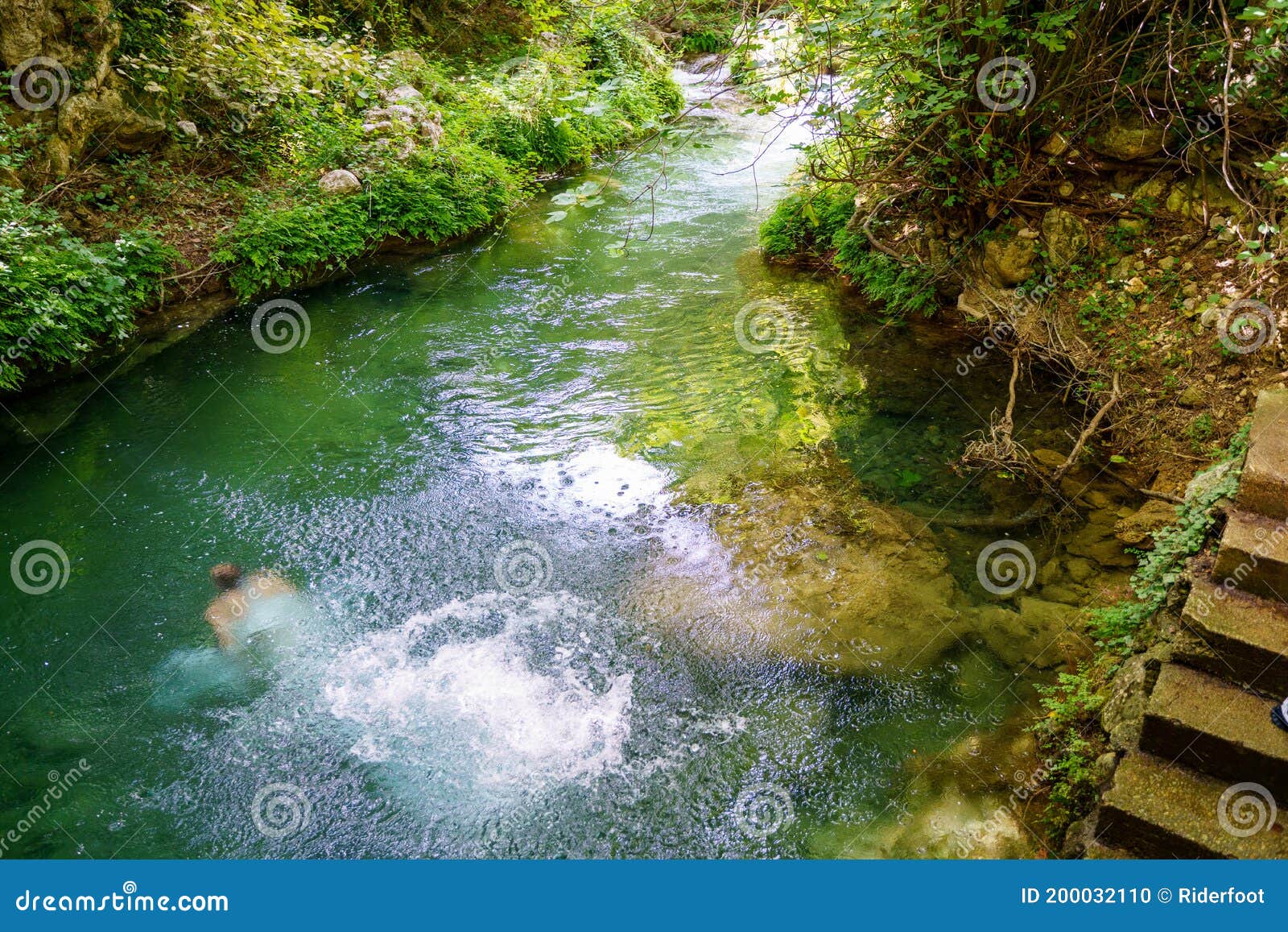 Person Jumping into the Water in a River Stock Photo - Image of ...