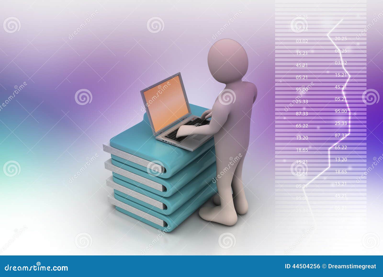 Person with a Laptop on File Folders Stock Illustration - Illustration ...