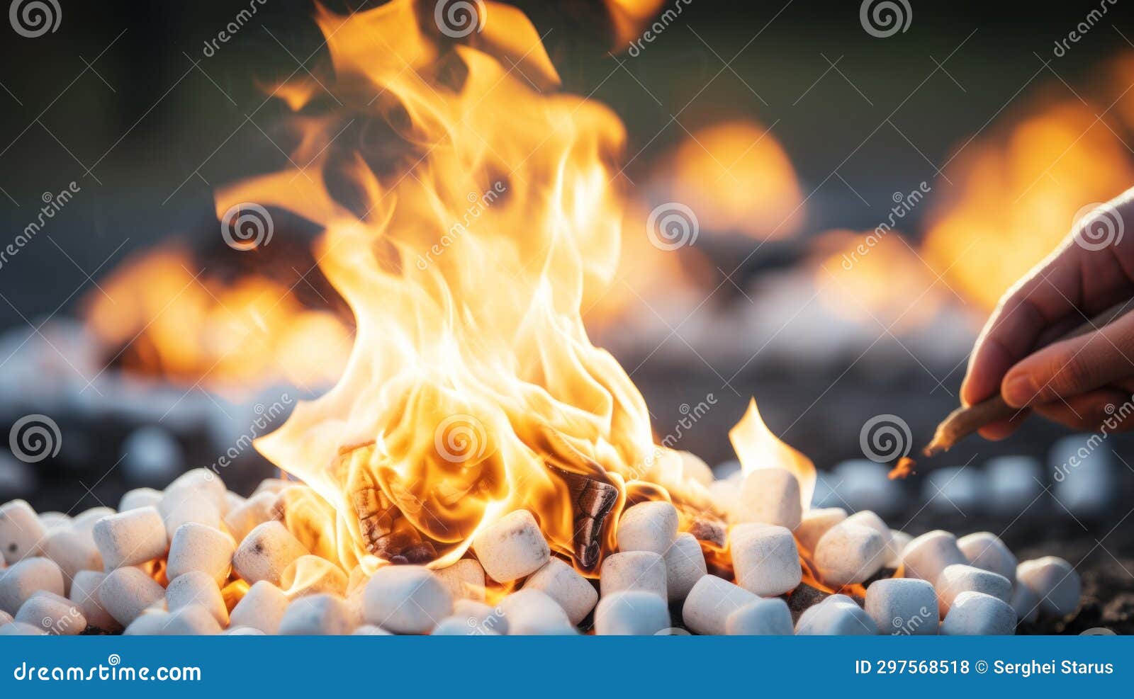 A Person is Lighting Marshmallows on Fire, AI Stock Illustration ...