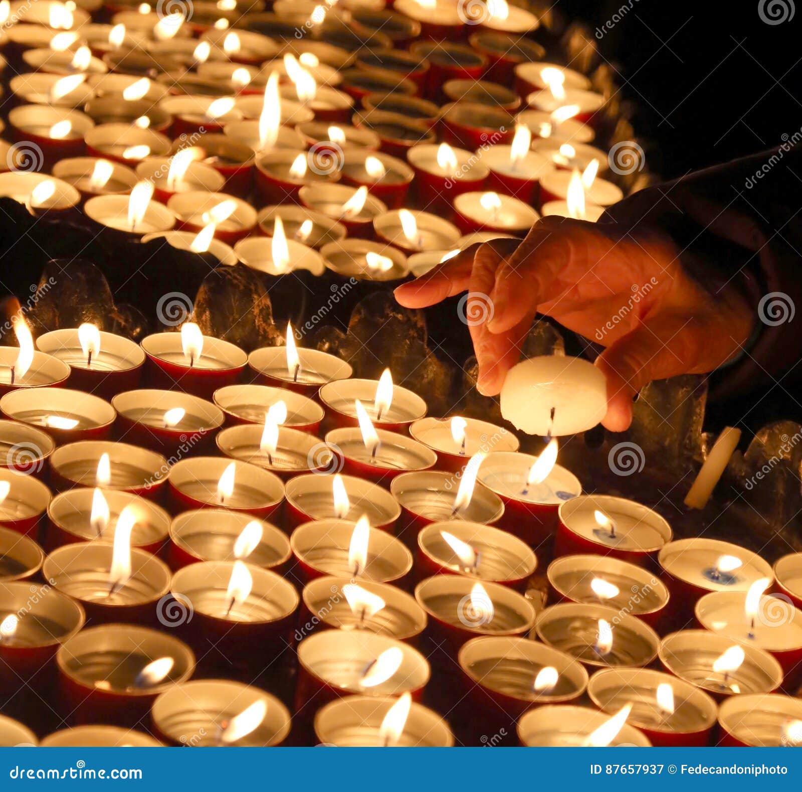 Person Lights a Candle during the Religious Ceremony Stock Image ...