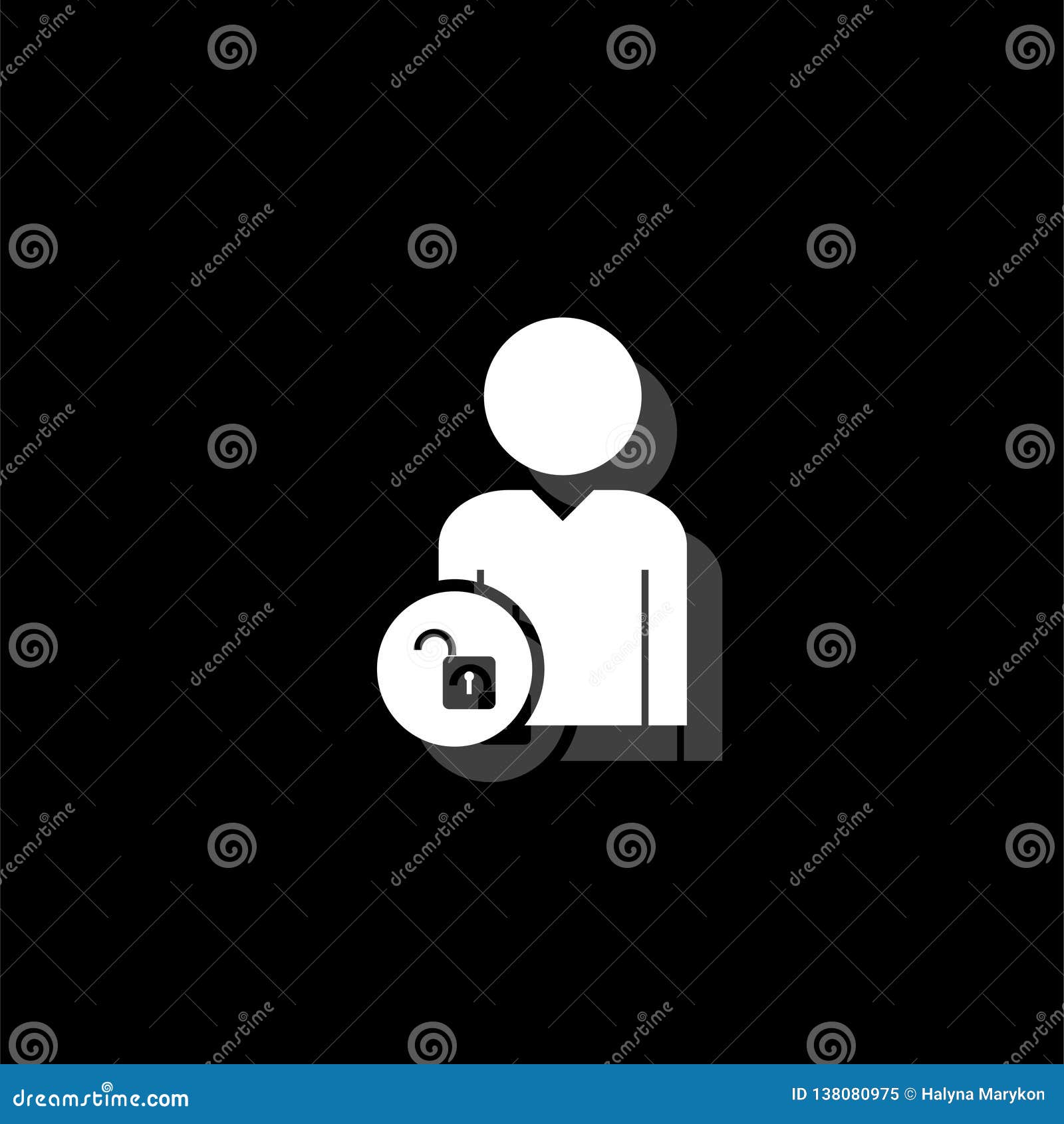 Person lock icon flat stock illustration. Illustration of business ...