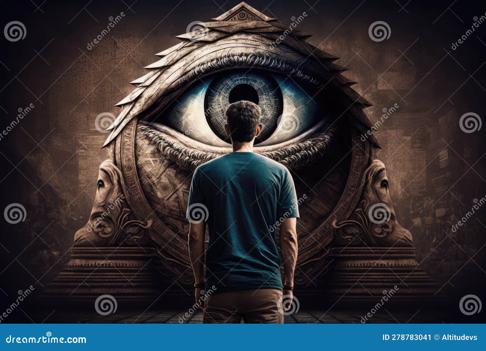 Person, Looking Away from All-seeing Eye, with Their Back Turned Stock ...