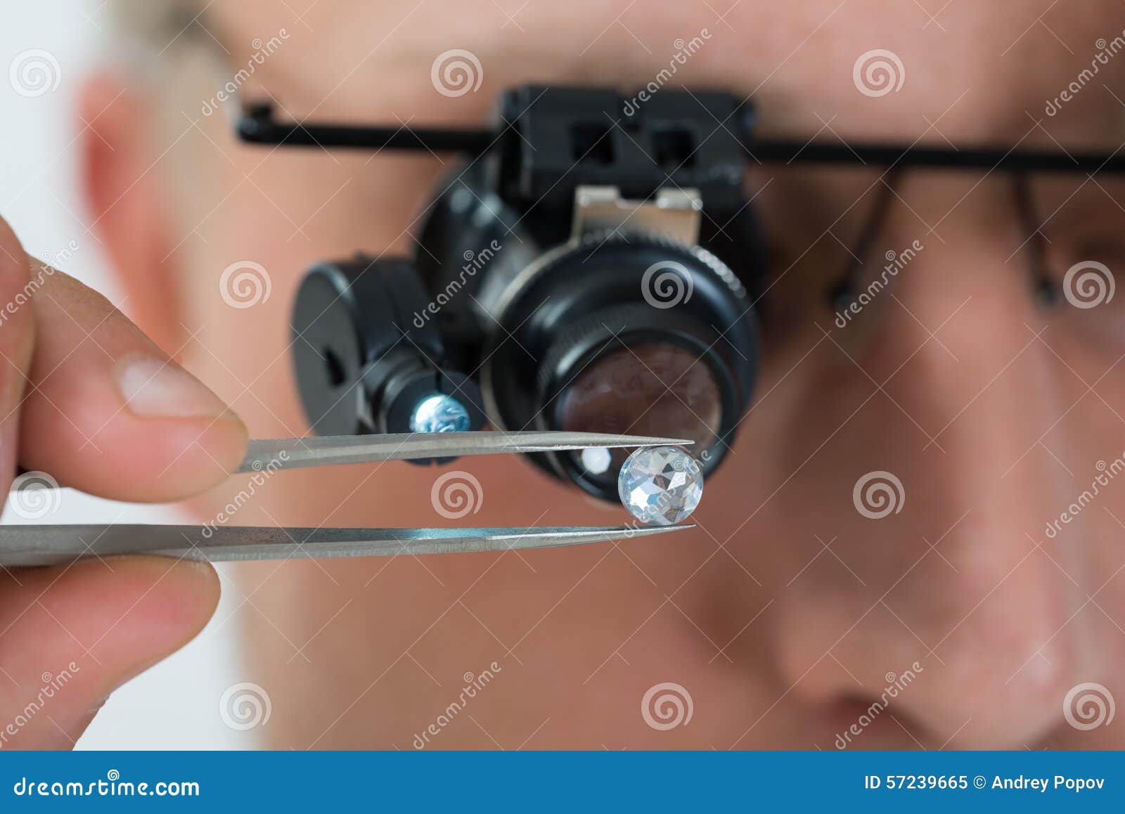 Person Looking at Diamond with Magnifying Loupe Stock Image - Image of ...