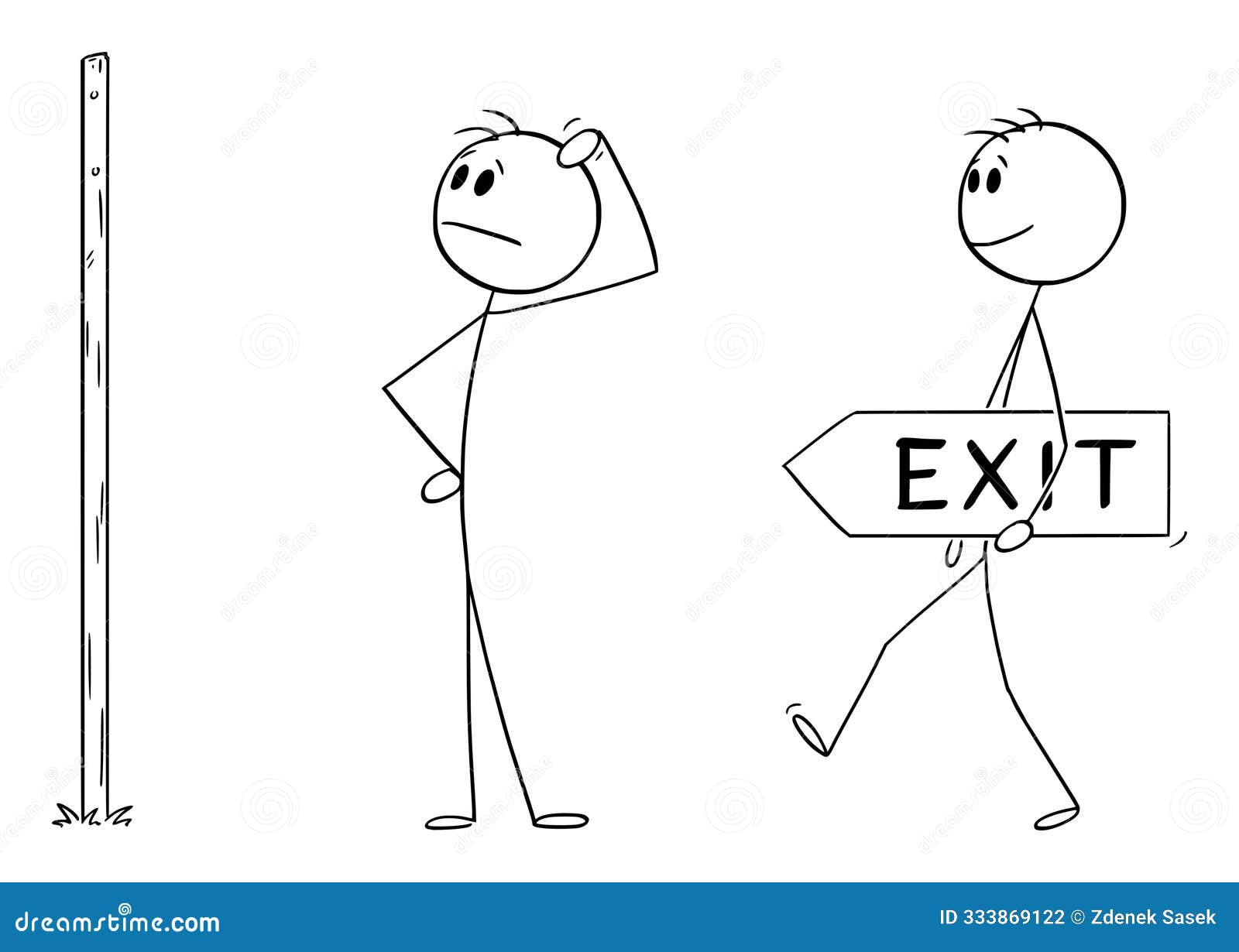 Person Looking For Exit, Vector Cartoon Stick Figure Illustration ...