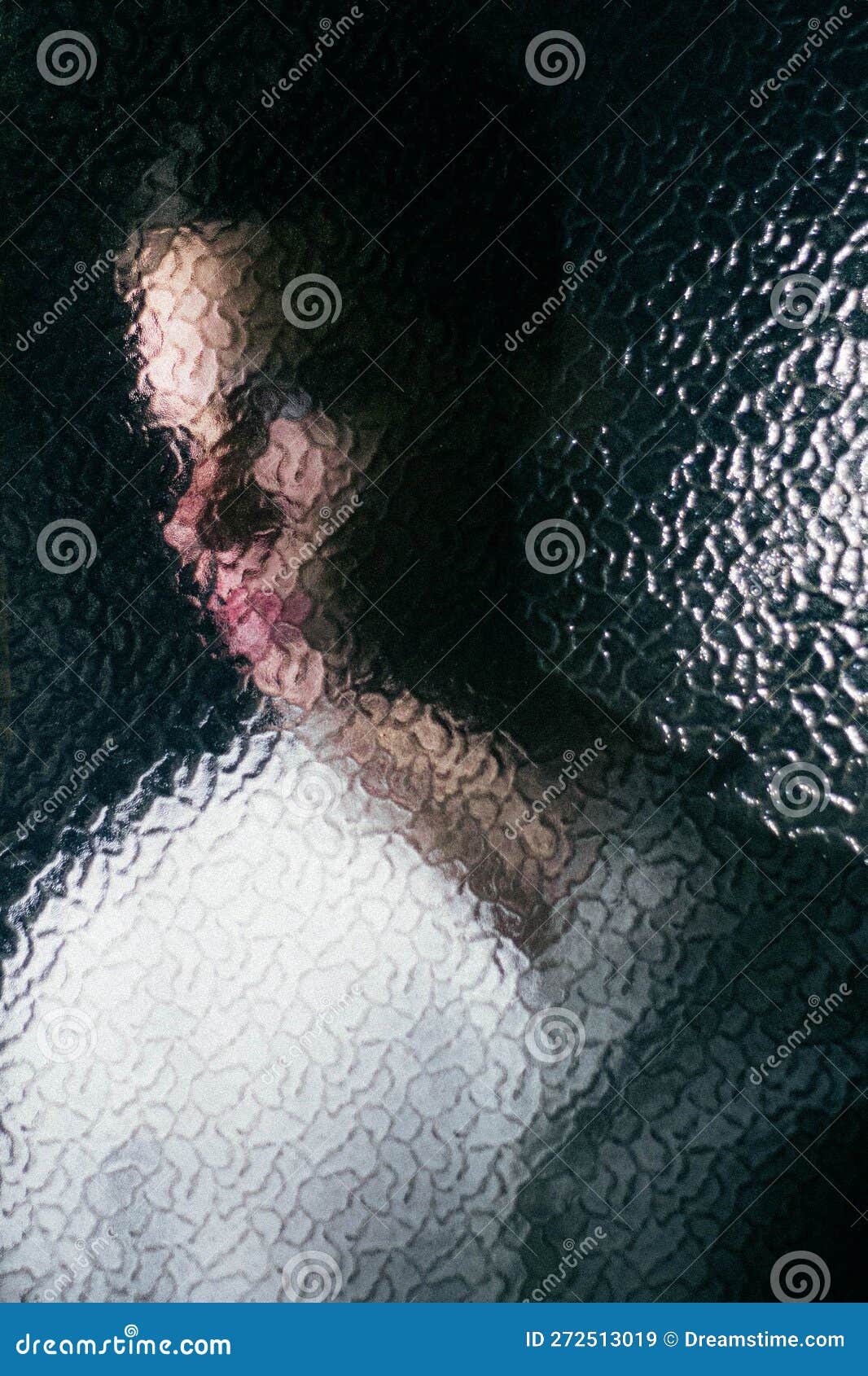 Person Looking Left through a Foggy Window, Unfocused View. Stock Image ...