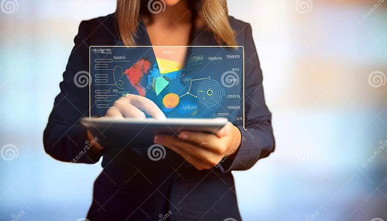 Person Looking at a Problem Solving Diagram on a Tablet, Representing ...