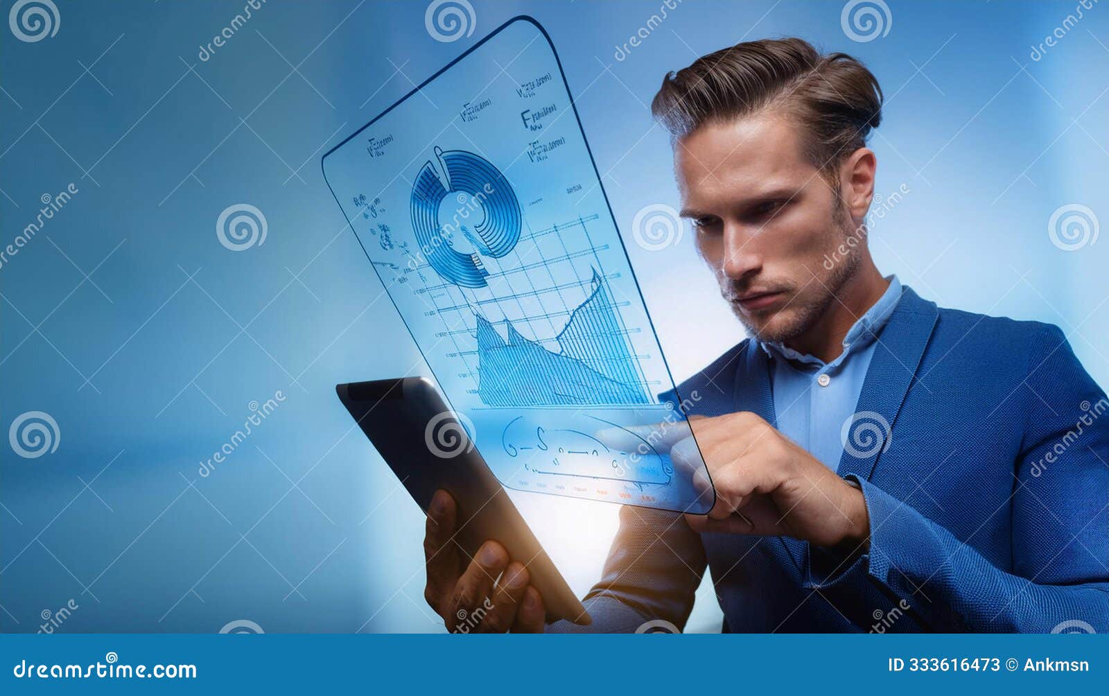 Person Looking at a Problem Solving Diagram on a Tablet, Representing ...