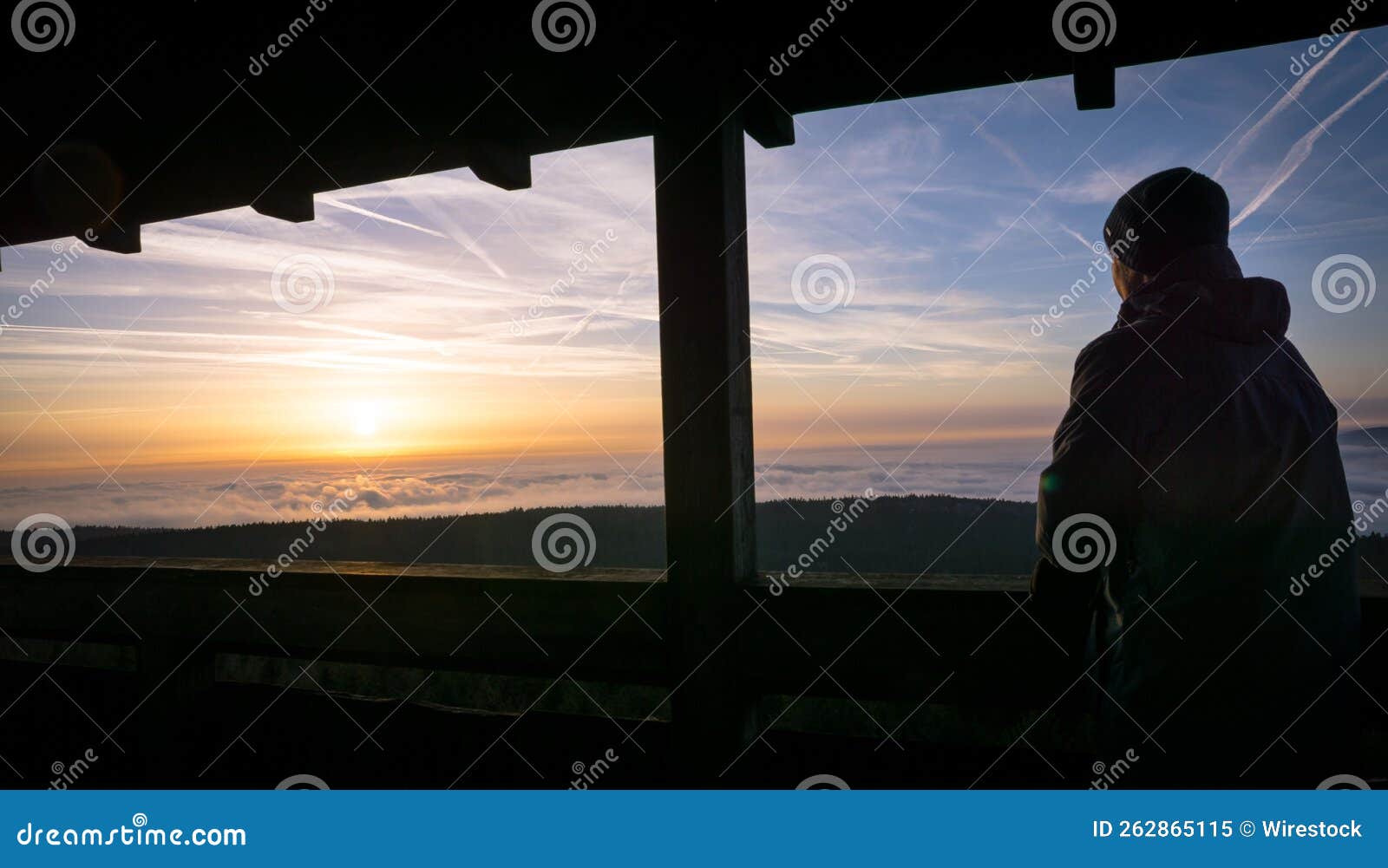 Person Looking from the Window at the Sunset and Sky Stock Image ...