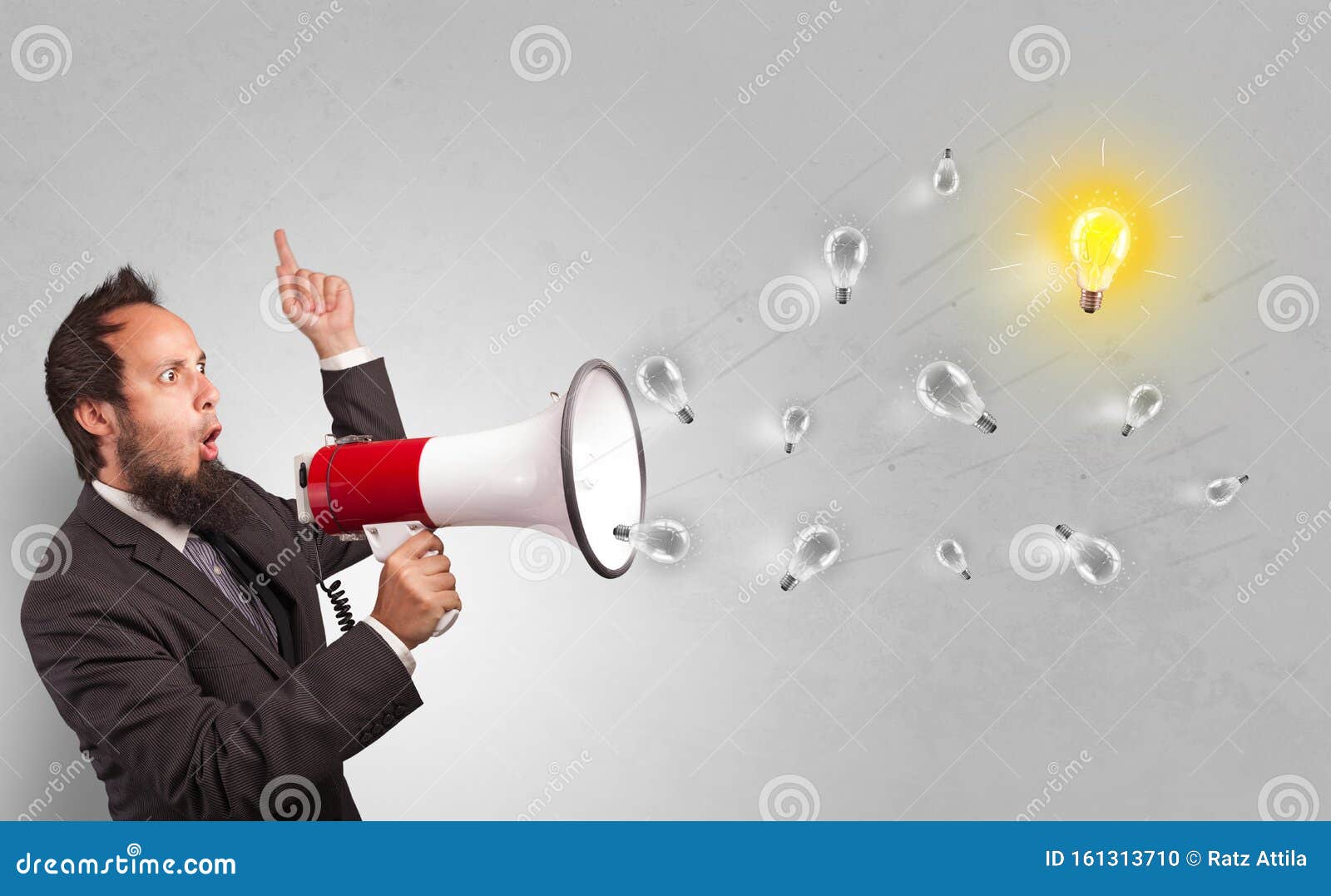 Person with loudspeaker stock photo. Image of megaphone - 161313710