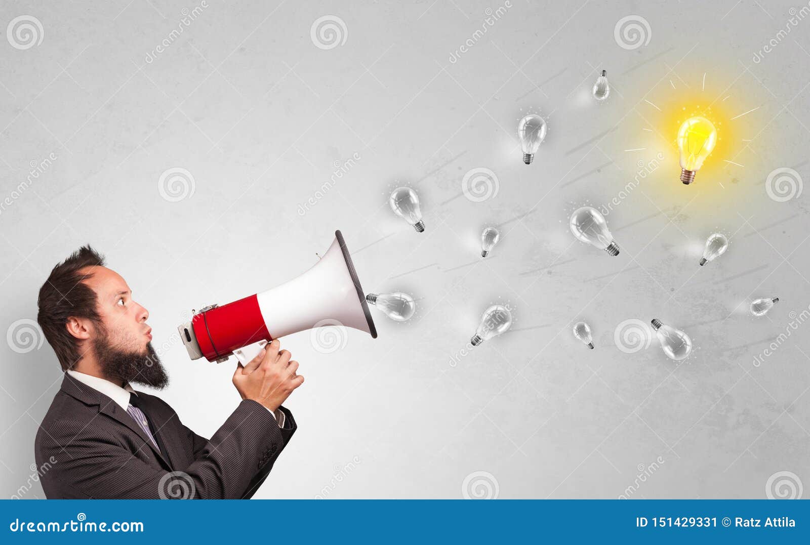 Person with loudspeaker stock image. Image of announce - 151429331