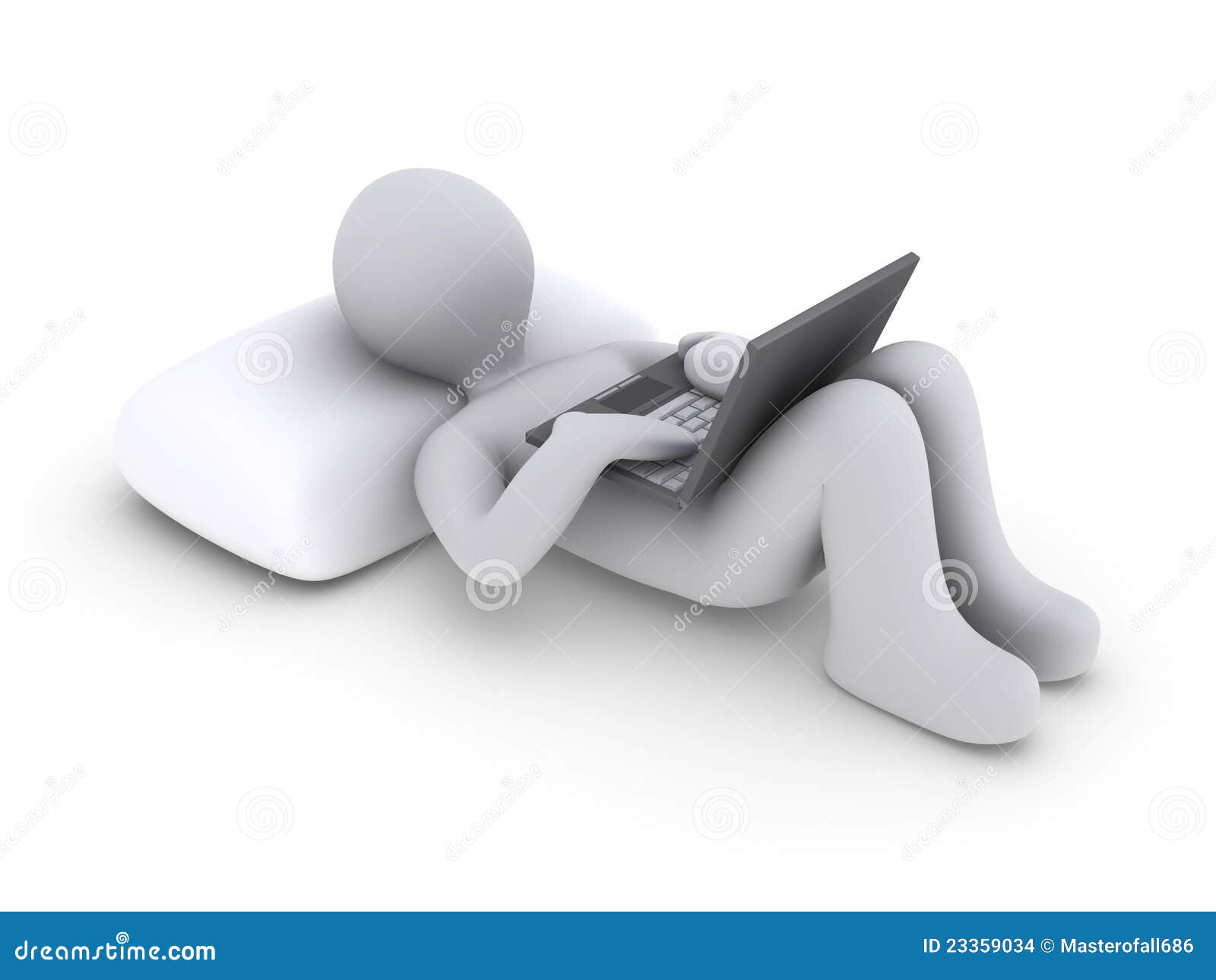Person Lying Down with Laptop Stock Illustration - Illustration of ...