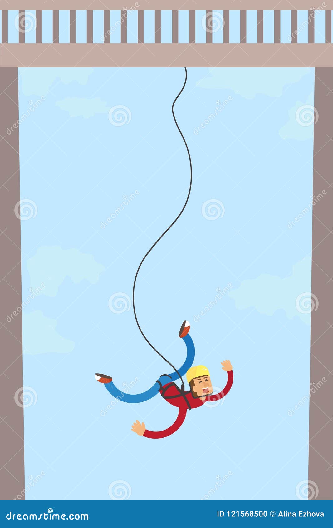A Person Makes a Jump with a Rope from the Bridge Stock Vector ...
