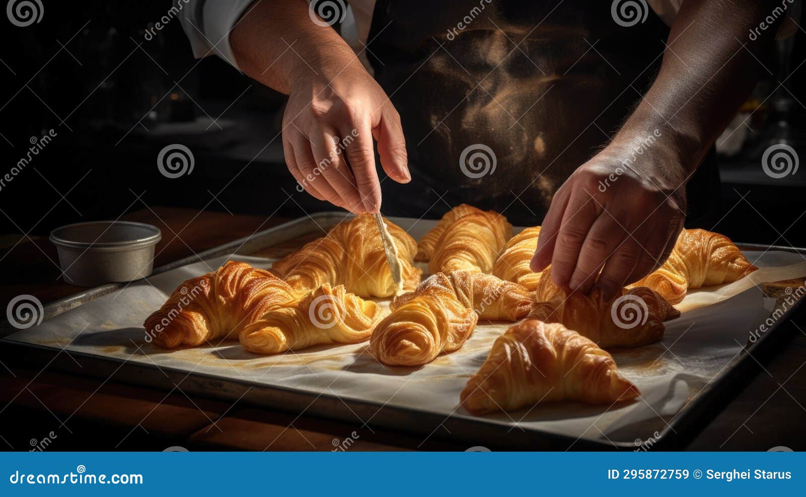 A Person is Making Croissants on a Baking Sheet, AI Stock Image - Image ...